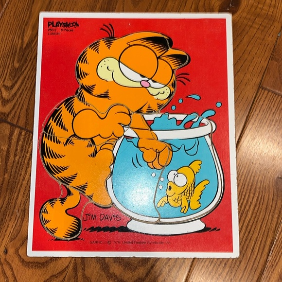 garfield | Toys | Vintage Wooden Tray Garfield Playskool Jim Davis ...